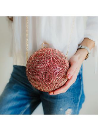 Julie Julsen Handbag Metall mit Zirkonia rot