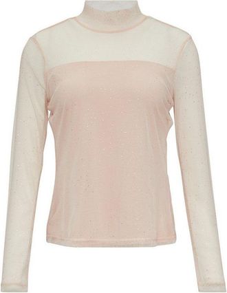 Comma Langarmshirt T-Shirt Mesh-Longsleeve mit Glitzer-Details