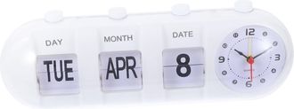 Valiclud Perpetual Flip Desk Clock mit Manuellem Umblättern Weißer Retro Kalender mit Datum Wochentag Monatsanzeige Stilvolle Tischuhr für Zuhause und Büro