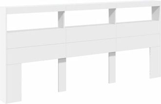 vidaXL LED-Kopfteil mit Ablagen Wei&szlig; 220x17x102 cm vidaXL