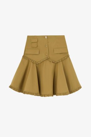 Ganni Jupe en coton extensible Vert biologique - Taille 38 - Pour Femme