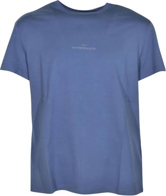 Maison Margiela Homme, Tops, Bleu, Taille: 2XL T-shirt Logo Distordu