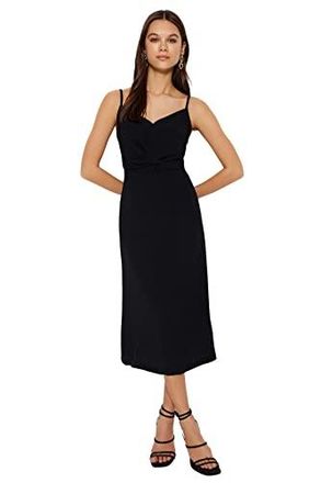 Trendyol A-Line Regular fit Woven Dress Robe, Black, 34 Femme
