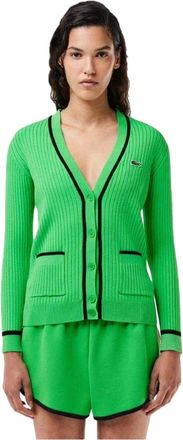 Lacoste Strickjacke f&uuml;r Damen, V-Ausschnitt, Regul&auml;r (Gr&uuml;n/Schwarz)