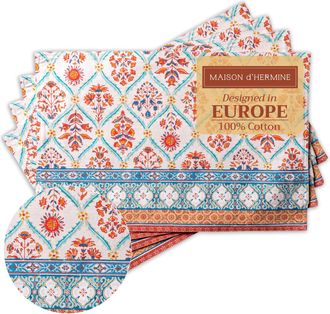 Maison d'Hermine Maison dHermine Platzsets 4er-Set 100% Baumwolle waschbare Tischsets Wiederverwendbare Tischsets für Weihnachtsdekorationenn Küche Esszimmer Hochzeit 