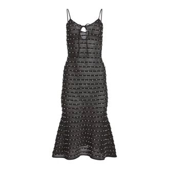 Self Portrait Perlenbesetztes Strick-Midikleid - - Dresses - Damen - Schwarzk - L