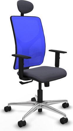 Piqueras y Crespo B&uuml;rostuhl mit 1D-Armen, h&ouml;henverstellbare Lendenwirbelst&uuml;tze und festes Kopfteil, ausgestattet mit 3 Positionen und Schneidschaum, Blau/Dunkelgrau