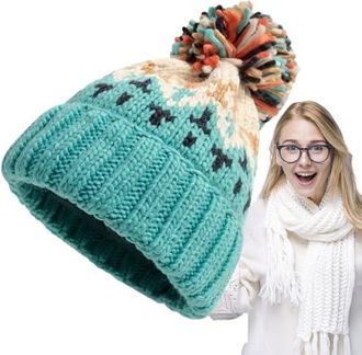 Generico Winter Beanie - Bonnet de protection en laine douce et &eacute;lastique pour femme, bleu