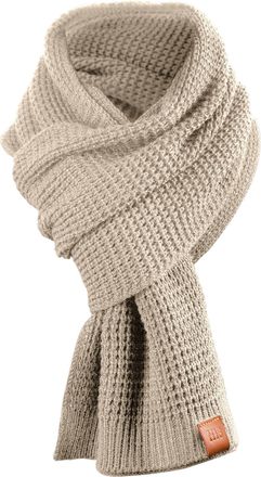 Manufaktur13 Rough Scarf - Schal, Strickschal, Langschal mit Echt-Leder Veredelung (Manufaktur13/M13) (Beige)