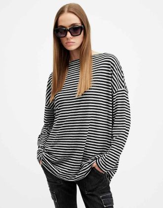 AllSaints Rita - T-shirt &agrave; rayures - Craie/encre-Multicolore