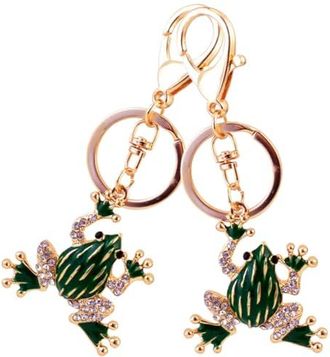 Supvox Porte-Cl&eacute;s Grenouille Vert, Lot de 2, Accessoires pour Paquet &agrave; Dos et Voiture, Breloque M&eacute;tallique, Compact et L&eacute;ger, pour Femme