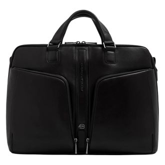 Piquadro Sacoche ordinateur portable en cuir double fermeture &eacute;clair 15-6 avec protection Rfid - Homme - Sacs - Noir - Taille: ONE Size