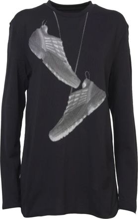 Maison Margiela Femme, Tops, Noir, Taille: 38 FR T-shirt imprim&eacute; Baskets