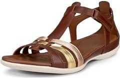 Ecco Flash T-Strap Sandales pour femme, Mink Gold martelé bronze, 39 EU