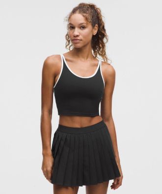 lululemon Tennis-Tanktop mit U-Ausschnitt und Cut-out Mittlerer Halt f&uuml;r B/C-Cups f&uuml;r Frauen - Gr&ouml;&szlig;e XL in Black/White