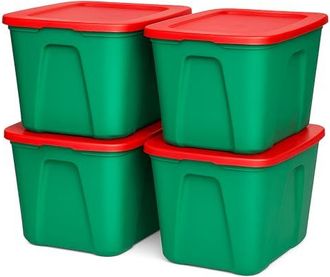 Homz Aufbewahrungsbehälter, Kunststoff, mittelgroß, Rot/Grün, 4 Sets