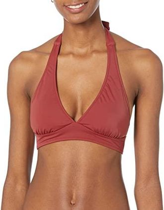Amazon Essentials Maillot de bain bikini à nouer au niveau du cou offrant un léger soutien de la poitrine (grandes tailles disponibles) Femme, Rouge Brique, 38