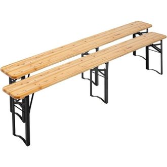 Oviala Oviala - Lot de 2 bancs pliants brasserie en bois 180 cm