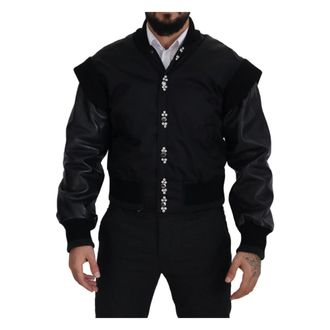 Dolce & Gabbana Kristallverzierte Bomberjacke - - Jackets - Herren - Schwarzk - S