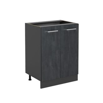 Vicco Meuble Bas de Cuisine R-Line, B&eacute;ton Noir/Anthracite, 60 cm sans Plan de Travail