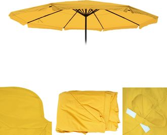 Mendler Ersatz-Bezug für Sonnenschirm Meran Pro, Gastronomie Marktschirm mit Volant Ø 5m, Polyester - gelb