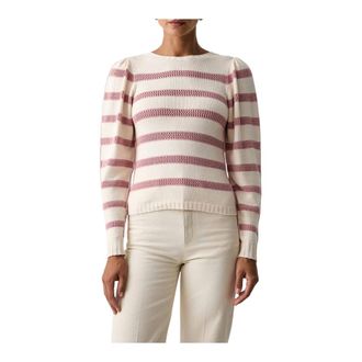 Twinset Pull &agrave; col rond ray&eacute; - Femme - Pulls - Beige - Taille: 42 FR