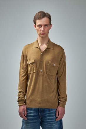 Tom Ford Silk Blend LS Military Polo