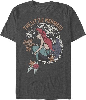 Disney Unisex The Little Mermaid Vintage Organic Short Sleeve T-Shirt, Melange Black, L