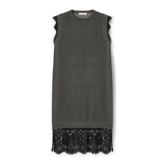 Motivi Strickkleid mit Spitzendetails - - Dresses - Damen - Grau - XS