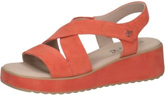 Caprice Damen Sandalen mit Keilabsatz aus Leder Wedges, Orange (Orange Suede), 41 EU