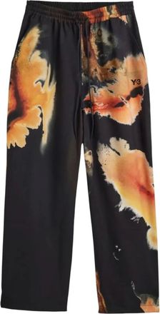 Yohji Yamamoto graphic-print wide-leg trousers - Noir