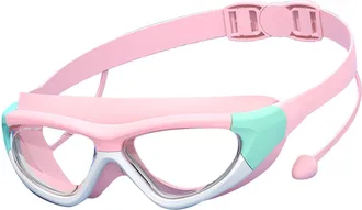 Generic Schwimmbrille, Silikon-Schwimmbrille mit Großem Rahmen für, Bequeme Passform, für Mädchen-Pool (Rosa Rot)
