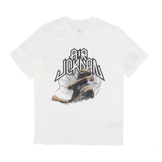 Nike Jordan Homme, Tops, Blanc, Taille: 2XL T-shirt Graphique Blanc/Noir Manches Courtes