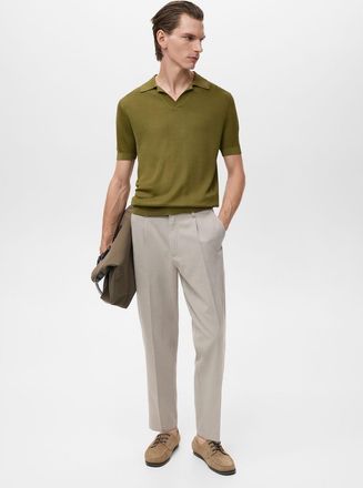 Mango Poloshirt aus Baumwolle mit Mikrostruktur grün - Herren - XXL - MANGO MAN