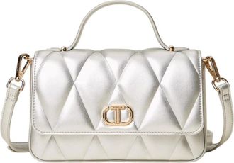 Twinset Femme, Sacs, Gris, Taille: ONE Size Sac à Bandoulière Argent avec Design Matelassé