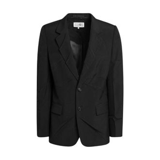 Maison Margiela Homme, Vestes, Noir, Taille: S Blazer &agrave; Revers D&eacute;structur&eacute;