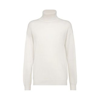 Brunello Cucinelli Femme, Pulls, Blanc, Taille: 38 FR Pull en cachemire blanc à col montant