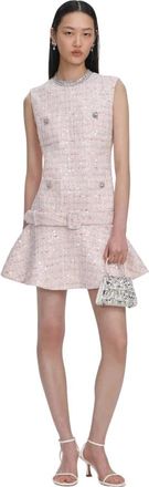 Self Portrait Femme, Robes, Rose, Taille: 36 FR Sequin Boucl&eacute; Belted Mini Dress