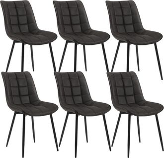 Woltu Woltu - Lot de 6 chaises de salle &agrave; manger - Assise rembourr&eacute;e en similicuir &eacute;pais - Pieds en m&eacute;tal antirouille - Couleur anthracite