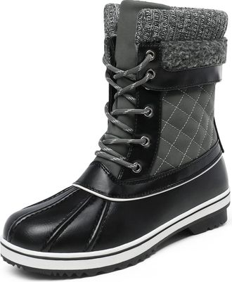 Dream Pairs Damen-Schneestiefel,Size 40.5,Grau,MONTE_01