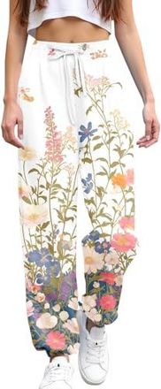 Generic Pantalon en Lin Femme Large Fluide Ete L&eacute;ger Pantalons Longs D&eacute;contract&eacute;s pour Femmes Tendance Amples Parfum&eacute;s Printemps et Automne Large Pantalon Yog