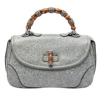 Gucci Sac &agrave; main Satchel doccasion avec poign&eacute;e sup&eacute;rieure en bambou - Femme - Pre-owned - Gris - Taille: ONE Size