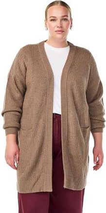Zizzi Flash by Femme Grandes Tailles Cardigan Long Tricot Taille 42-60, Brown Lentil Mel., 62-64 grande taille