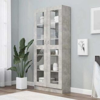 vidaXL Vitrinenschrank Betongrau 82,5x30,5x185,5 cm Holzwerkstoff - Vidaxl