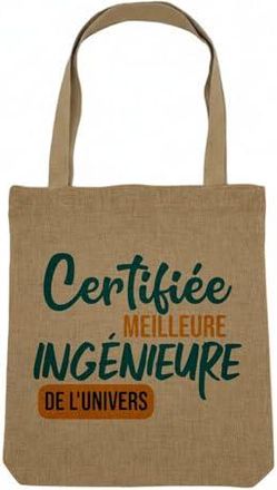 Fabulous Sac Shopping Tote Bag Aspect Lin - Certifi&eacute;e meilleure Ingenieure de lunivers Civil Informatique Mecanique - Sac de Courses Toile Epaisse 360g Beige N