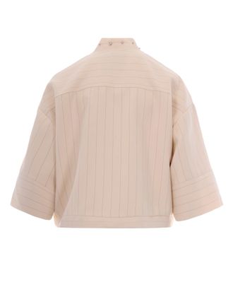 Liu Jo Womens Short Jacket Cream Stripe Viscose