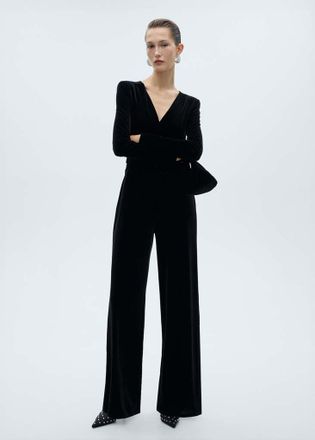 Mango Wickel-Overall aus Samt schwarz - Damen - S - MANGO
