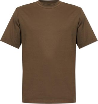 Brioni Baumwoll-T-Shirt Mit Gesticktem Logo - - Tops - Herren - Braun - S