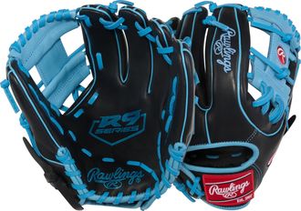 Rawlings Baseballhandschuh der R9-Serie, 29,2 cm, f&uuml;r rechtsh&auml;ndige Werfer, Schwarz/Columbia-Blau