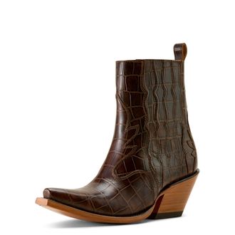 Ariat Womens Jade X Toe Western Boots in Luxe Espresso Croc Print, B Medium Width, Size 42.5, by Ariat